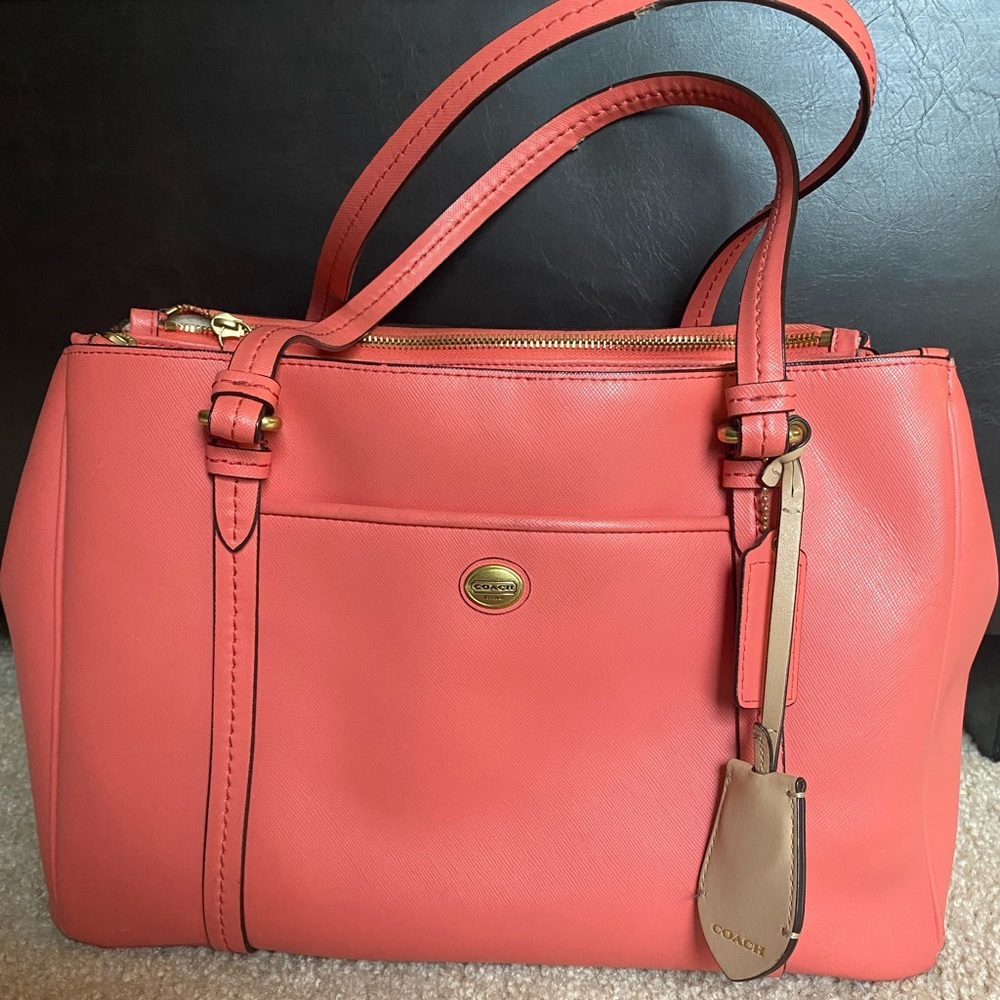 Coach Coral Leather Large Carryall Purse - Gem